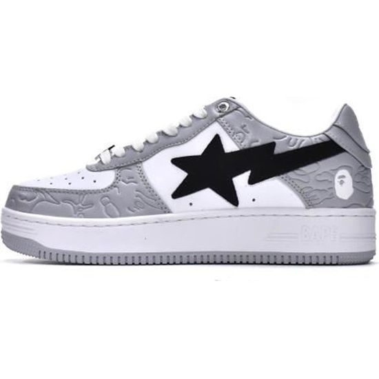 A Bathing Ape Bape Sta Low Blanc Gris 1H70-191-002 Baskets Basses Blanc ...