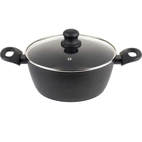 Progress BW08039EU Diamond 24 cm Marmite Antiadhésif avec Couvercle en Verre Trempé, Casserole ...