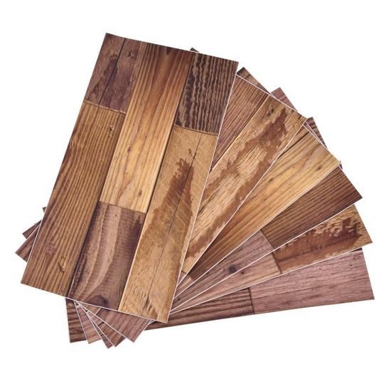Zerone Wood Grain Tile Sticker, 18PCS Self Adhesive Wood Wall Decals ...