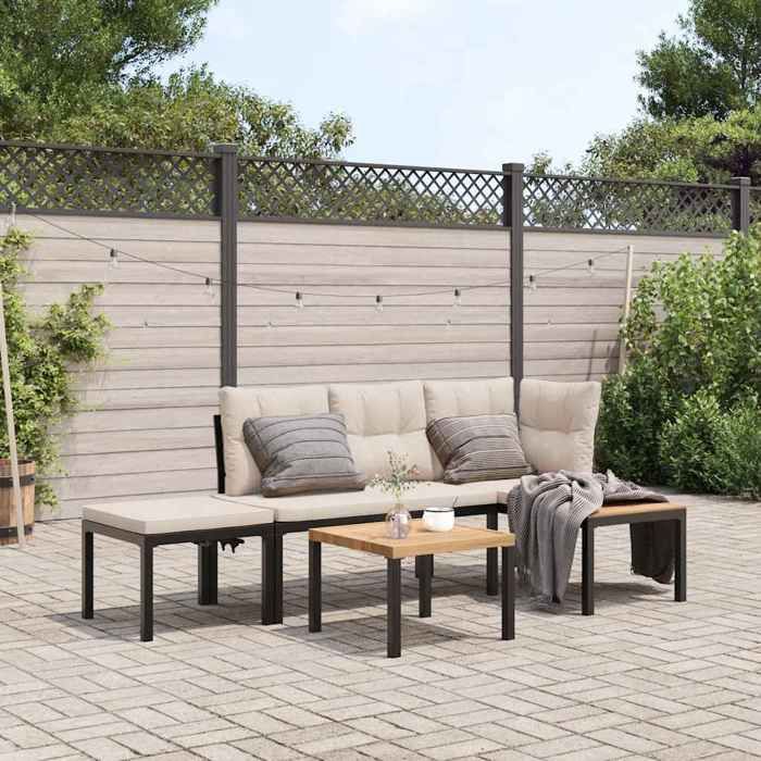 COZY Banc de patio/ Ensemble de banc de jardin avec coussins - MVS - 3 ...