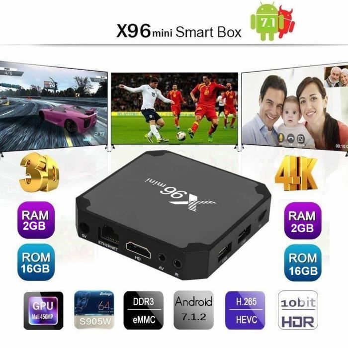 Nouveau X96 Mini Quad Core 2G + 16G Android 7.1 Tv Box Smart Hd Media ...