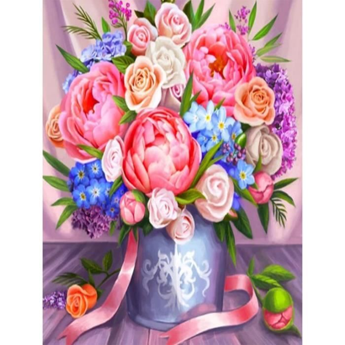 Diamond Painting Strass Complet Fleur Rose Broderie Diamant Kit Paysage ...