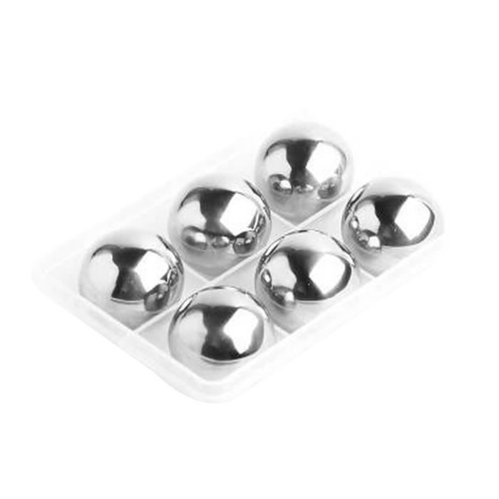 Ensemble de 6 cubes de glace réutilisables en acier inoxydable [Rond ...