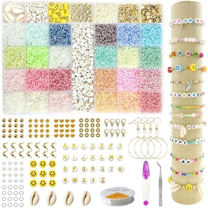 12000 Pièces Perles 3Mm, Perles Pour Bracelet Diy, Perle De Rocaille Avec Perles Smiley, Coffret ...