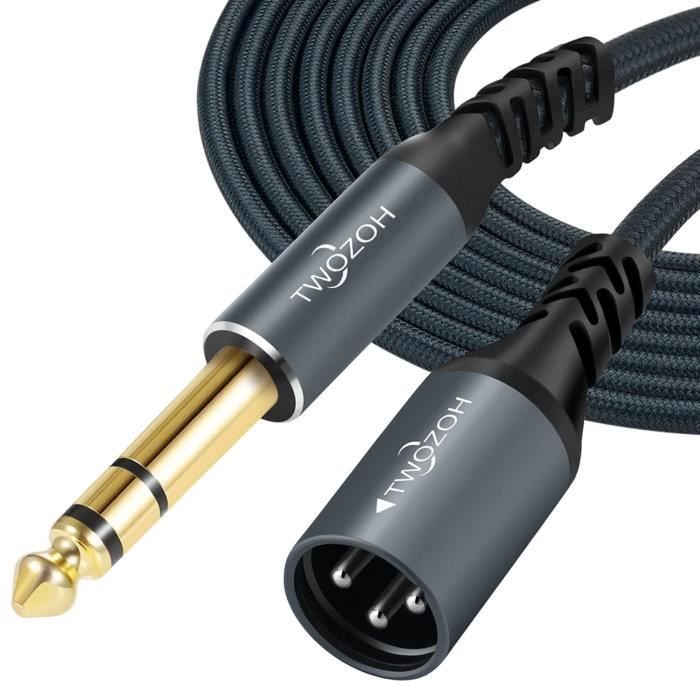 Cable Xlr Jack 6.35 Mm 5M, Tressé Xlr Mâle 3 Broches Vers 6,35 Mm Trs Stéréo (Profesional-Hifi ...