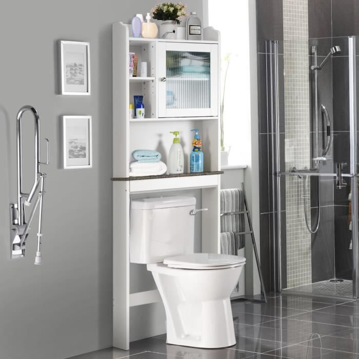 COSTWAY Meuble Dessus Toilette WC Etagère de Salle de Bains avec 2 ... COSTWAY Meuble Dessus Toilette WC Etagère de Salle de Bains avec 2 ...