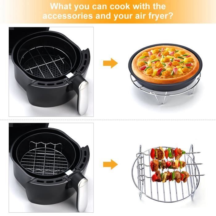 Ensemble d'accessoires multifonctions pour friteuse à air 6 en 1 pièces de kit support en métal ...
