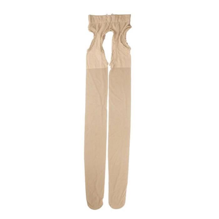 Beige Collants Sexy sans entrejambe pour femmes, bas élastiques, huile ...
