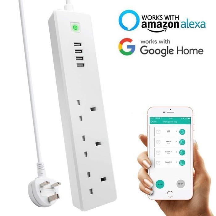 1.8M Prise Télécommande Connectée Wi-Fi sans fil intelligente Bloc ...