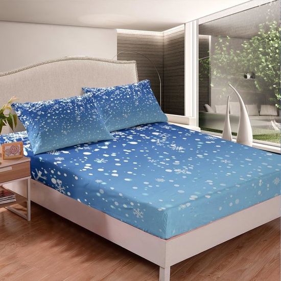 Drap Housse 120X190 Nol 3D Flocon De Neige Drap-Housse 120 X 190 Drap ...