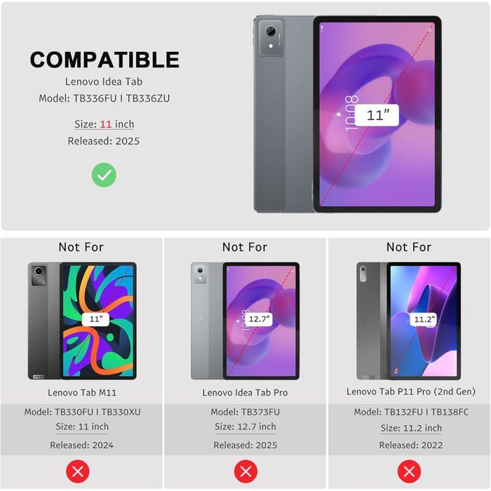 Étui pour Lenovo Idea Tab TB336ZU /TB336FU, avec porte-stylo 11" 2025 ...