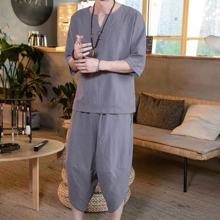 ENSEMBLE DE VETEMENTS ENSEMBLE DE VETEMENTS Ensemble de 2 tenues en lin pour homme à manches ...