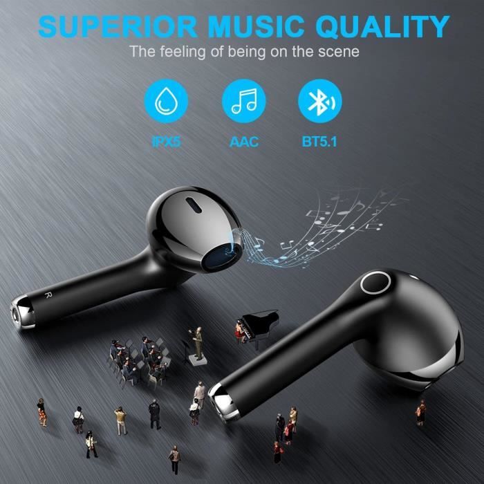 Ecouteurs Bluetooth Sans Fil, Ecouteur Bluetooth 5.1 Hi-Fi Son Stéréo ...