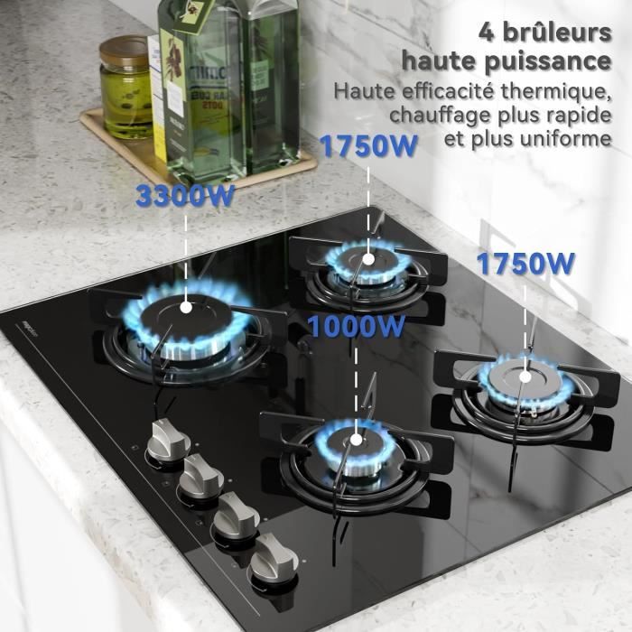 Magicplux Plaque de Cuisson Gaz 4 feuxs, Plaque Gaz 60cm, Gaziniere Gaz ...