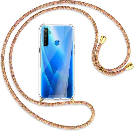 Collier pour Smartphone Realme 5/5i 6.5'' Arc-en-Ciel/Or Anti Shock TPU ...