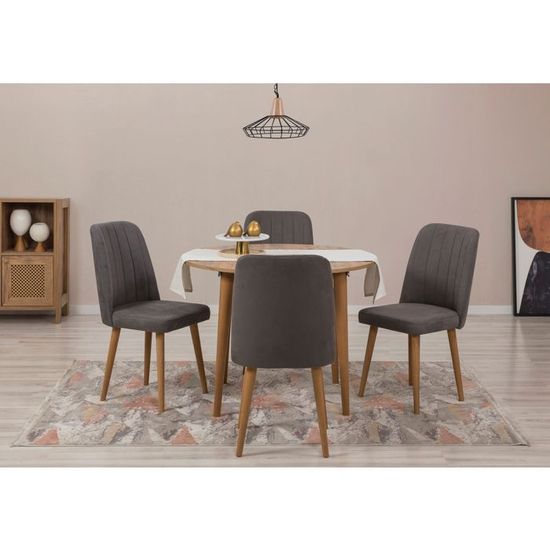 Set table ronde extensible - MENZZO - Malva - 4 chaises - Bois clair ...