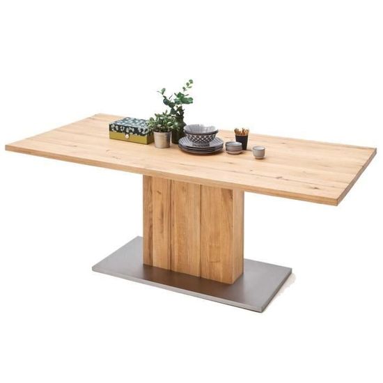 Table à manger en chêne massif huilé avec bord droit - L160 x H77 x P90 ...