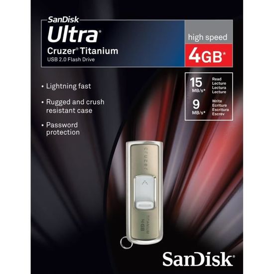 Sandisk Cle Usb 2 Cruzer Titanium U3 4Gb - Cdiscount Informatique
