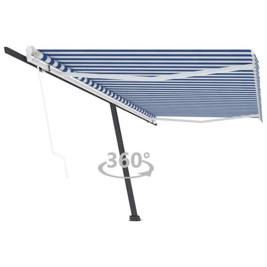 Auvent automatique sur pied 500x300 cm Bleu/Blanc 3069786 - Cdiscount ...