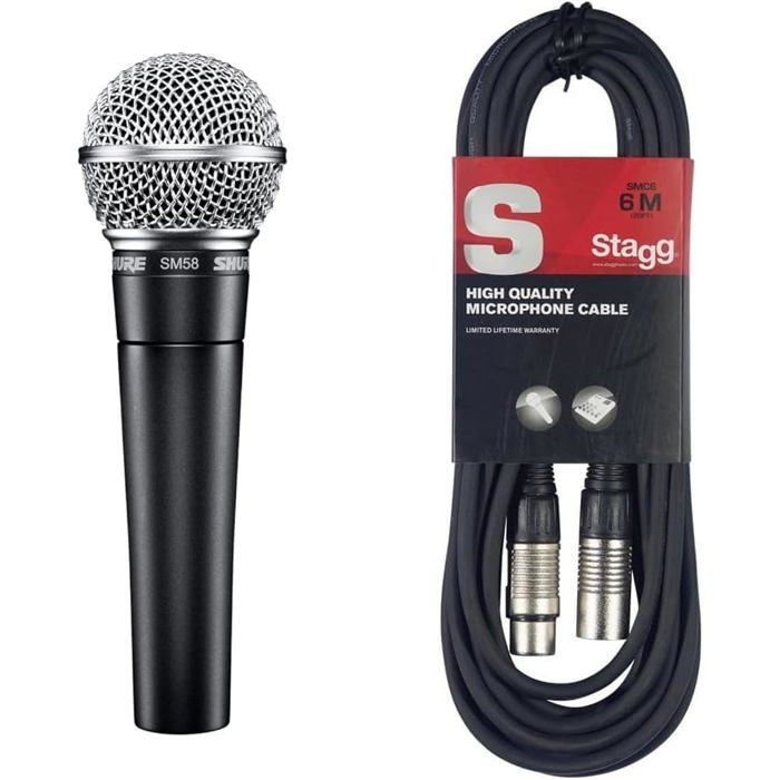 Shure Dynamic Microphone Sm58-S Black and Silver, Vocal Cardiodie Stagg ...