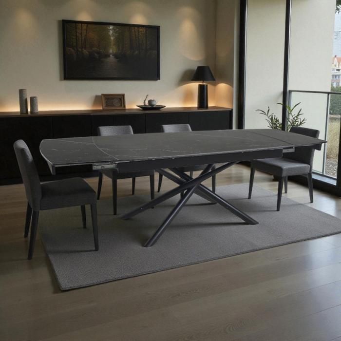 Table moderne extensible Veral 160-240x90 cm plateau en marbre et ...