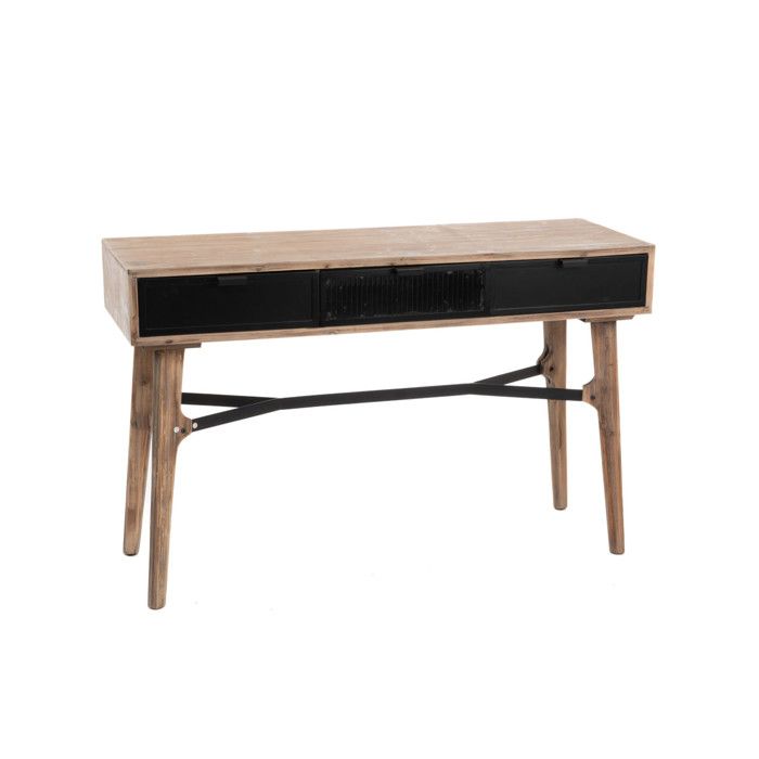 Console noire sapin et fer - Cdiscount Maison