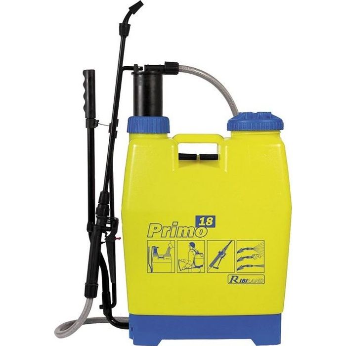 Pulvérisateur à dos 17,50L PRIMO 18 - Jaune - Pompe à piston double ...