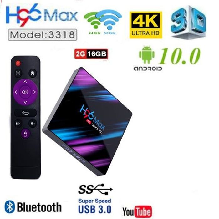 H96 MAX android 10 RK3318 Smart TV Box 2.4G & 5G double Wifi BT4.0 2020 ...