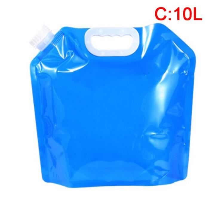 Sac d'eau pliable - Type C - Bleu - 0.7L, 5L, 10L - Matériau alimentaire - Portable et ...