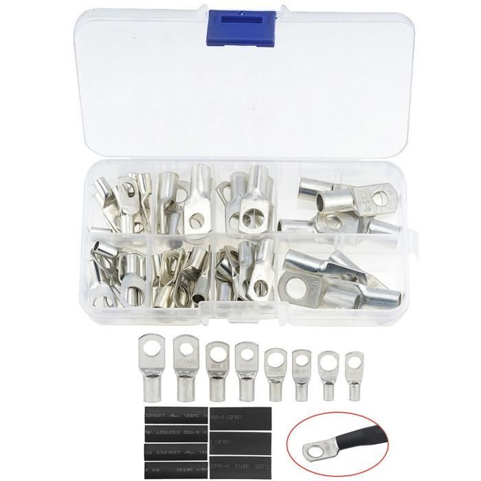 Connecteurs de fil d'anneau de cosse en cuivre SC6 25 Kit de bornes de sertissage de fil ...