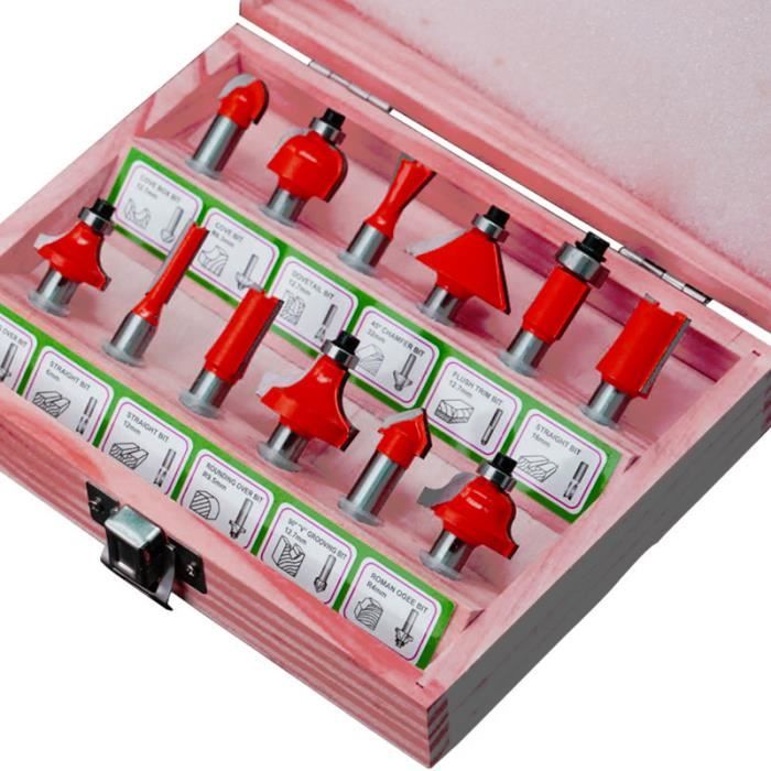 12PCS 1-4 mm rouge Fraise Foret Défonceuse Coupe Carbure Tungstène ...