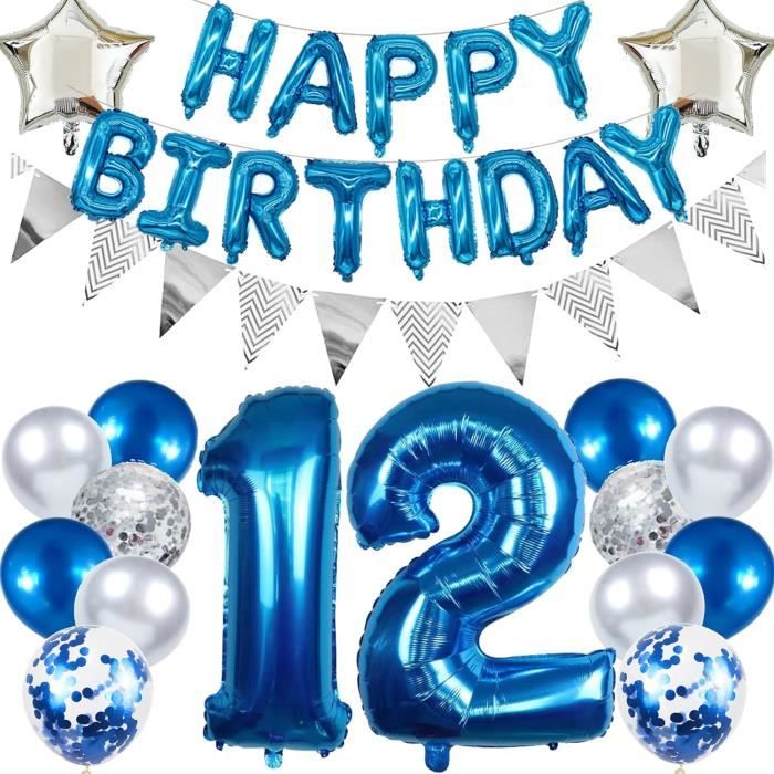 Decoration Anniversaire 12 Ans Garçon, Bleu Ballons Anniversaire Garçon ...