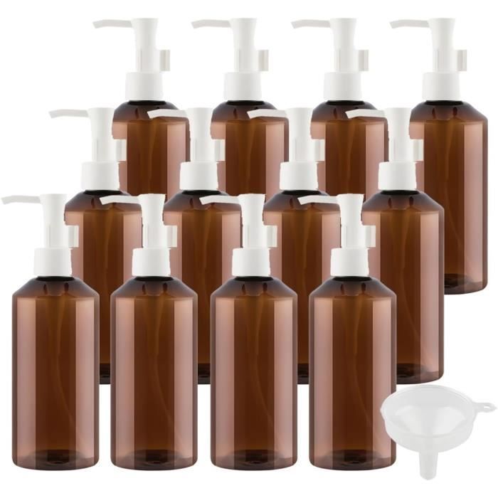 12 Pièce 200Ml Ambre Flacon De Lotion Vide Avec Pompe Blanc, 200 Ml ...