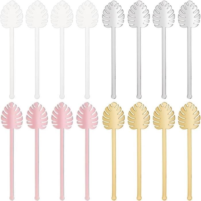 16Pcs 15Cm Acrylique Cocktail Swizzle Stick Miroirs 4 Couleurs ...