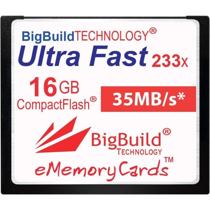 Carte Mémoire Ememorycards 16 Go Ultra Fast 35 Mo-S Compactflash ...