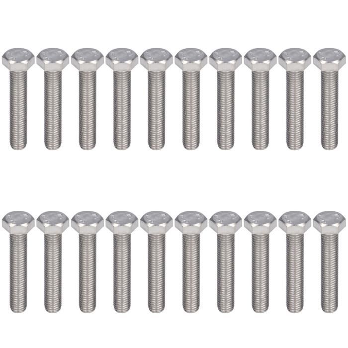 Boulon hexagonal - GAROSA - M10 - Acier inoxydable A2-70 - 20 pièces - 50 mm de longueur ...