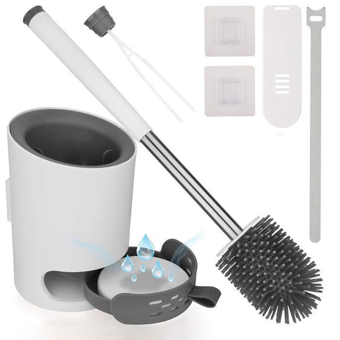 Brosses de Toilette Silicone,Brosse WC-JORMFTTE, avec Supports Suspendu et Pincette Cachée ...
