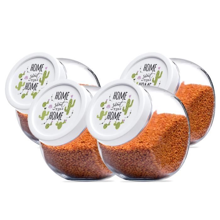 Lot de 4 bocals à bonbons bocal en verre avec couvercle pot de ...