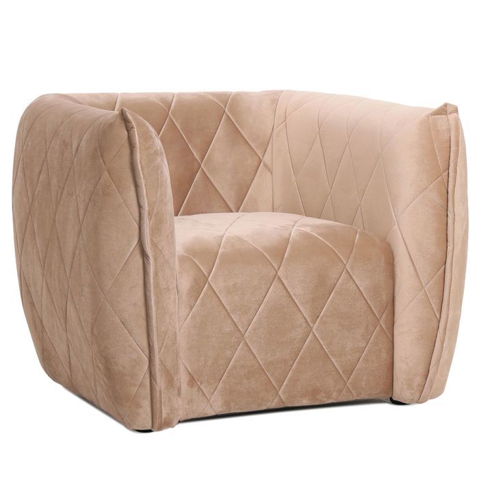 Fauteuil moderne revêtement matelassé Losania Velours Taupe clair ...