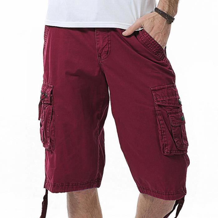 Short Cargo Homme Grande Taille - Bordeaux - 100% Coton - Marque Luxe ...