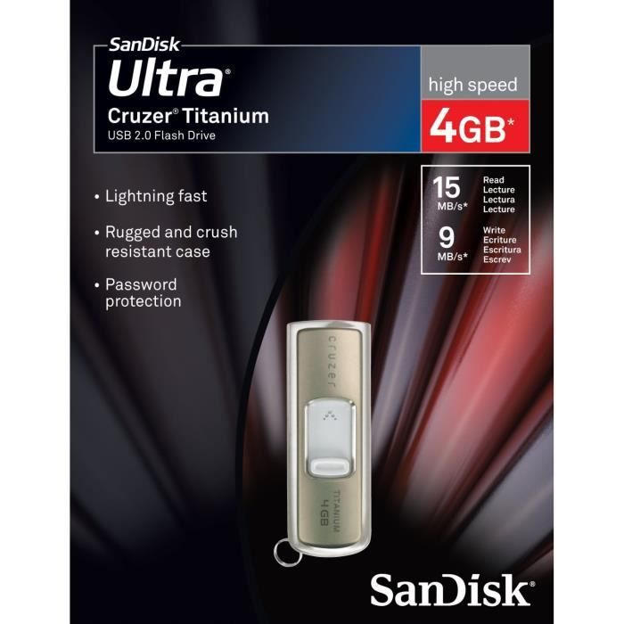 Sandisk Cle Usb 2 Cruzer Titanium U3 4Gb - Cdiscount Informatique