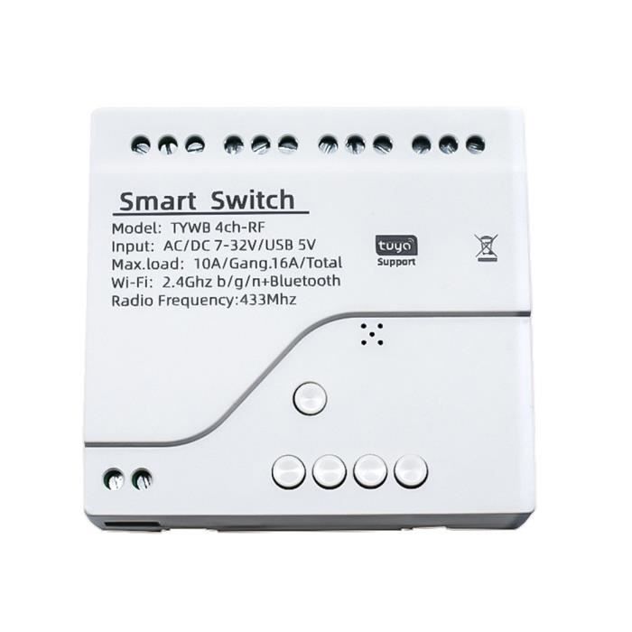 Tuya Smart Wifi Moteur Commutateur Module RF 433 TéLéCommande Radio 4CH ...