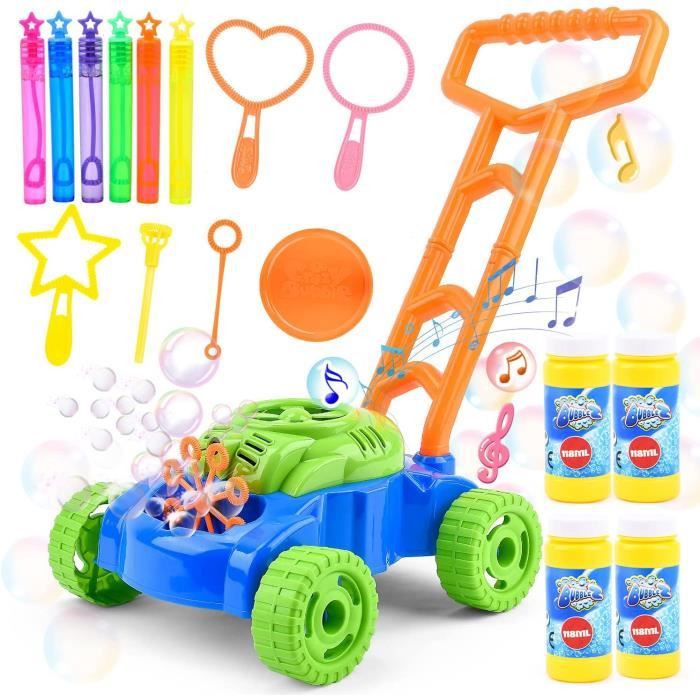 Fegalop Machine à Bulles, Jouets en Tondeuse à Gazon Automatique à Bulles avec Solution de Bulle ...