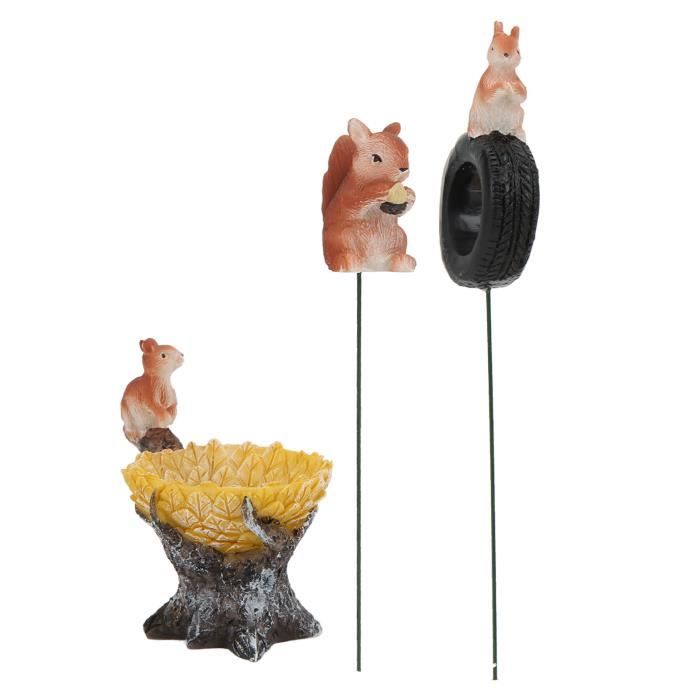 Figurines d'animaux - COC - Sciuridés - Résine synthétique - 3 pièces ...