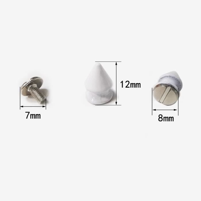 RIVET,white--Rivets à balles en métal Punk Rock, accessoires de ...