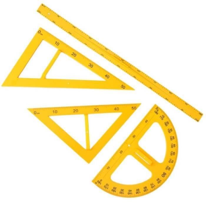 EQUERRE - COMPAS - REGLE - RAPPORTEUR - TRUSQUIN 1 Ensemble 4 Pièces ...