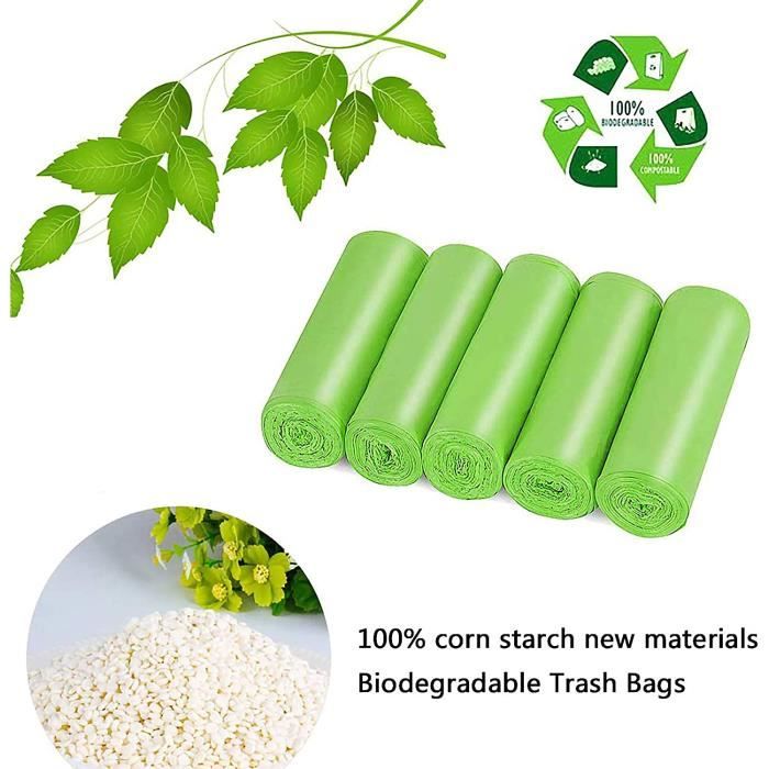 Lot de 100 sacs poubelle biodégradables - 100 sacs poubelle épais et ...