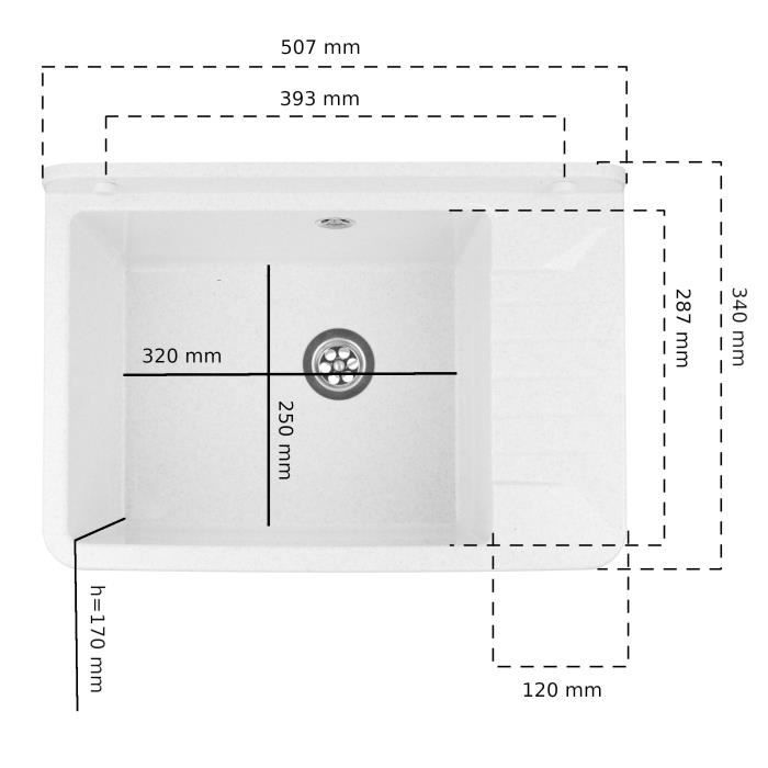 Lavabo plastique gris clair 51 cm avec siphonne tirette et vidange ...