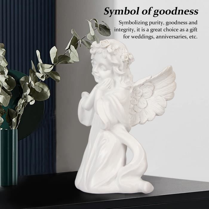 HURRISE Figurine D'Ange en Résine Blanche Ange Priant Porte-Joues Ailes ...