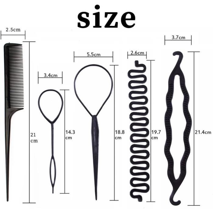 Coiffure Outil Cheveux Tressage Kit - 5Pcs Accessoires À Chignons ...